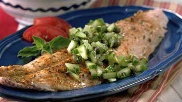 Greek Fish Fillets with Cucumber-Caper Salsa | Go Red for Women