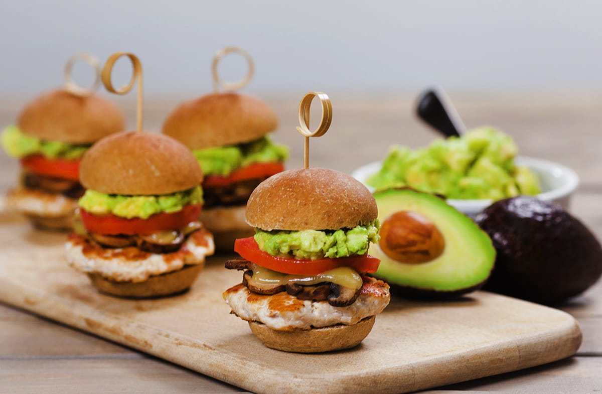 Turkey Sliders with Avocado, Mushrooms, and Swiss Cheese | Go Red for Women