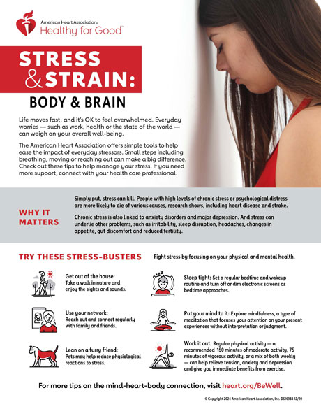 Stress and Strain, Body and Brain Infographic | Go Red for Women