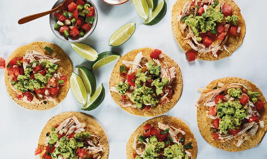 Pulled Turkey Tostadas with Cucumber Guacamole | Go Red for Women