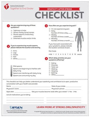 Spasticity After Stroke Checklist | American Stroke Association